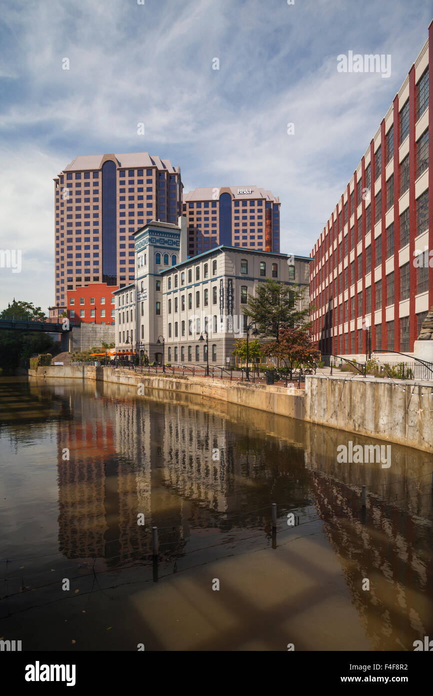 USA, Virginia, Richmond, buildings along the James River Stock Photo ...