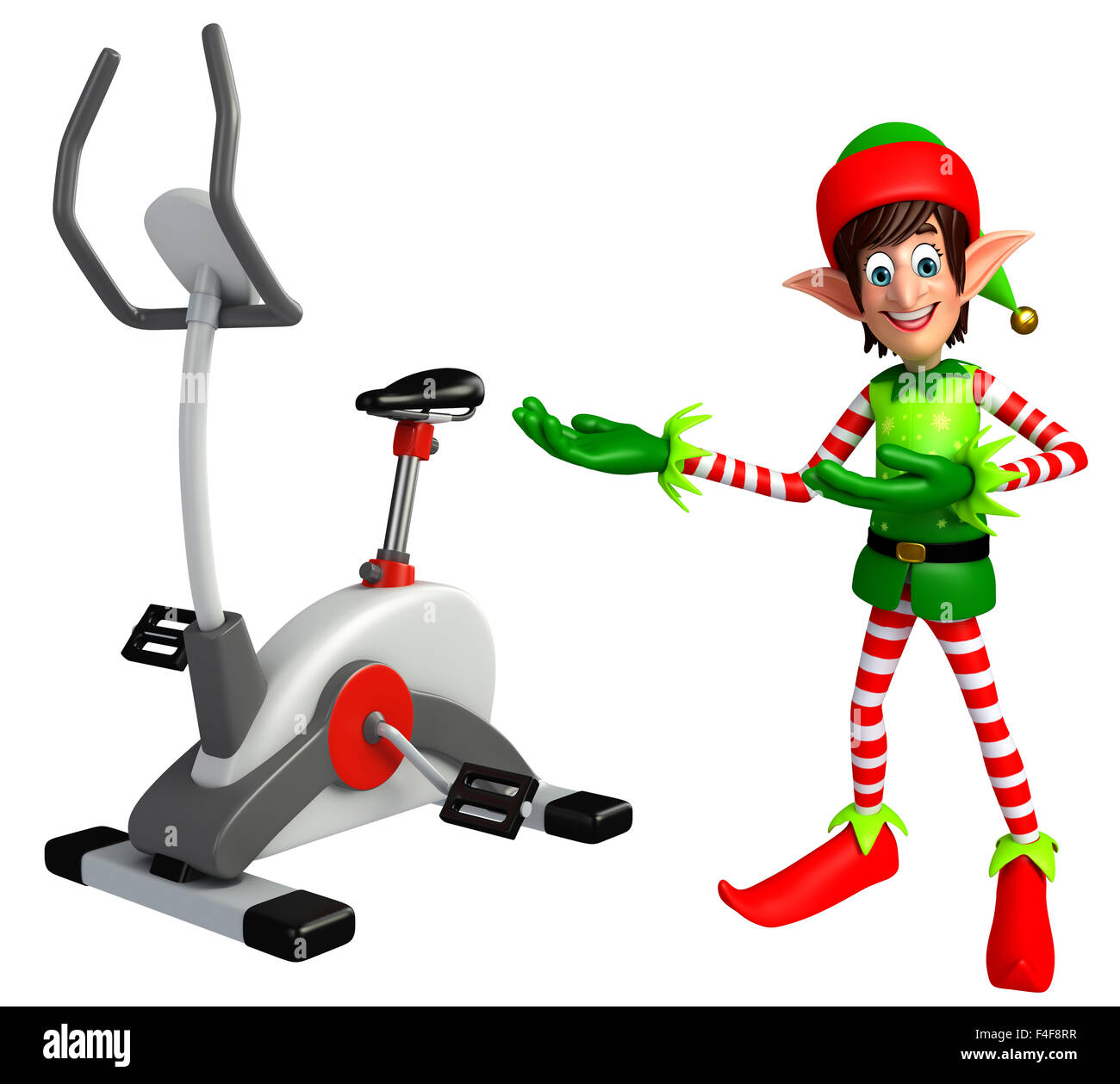 3d rendered illustration of elves with exercising cycle Stock Photo - Alamy
