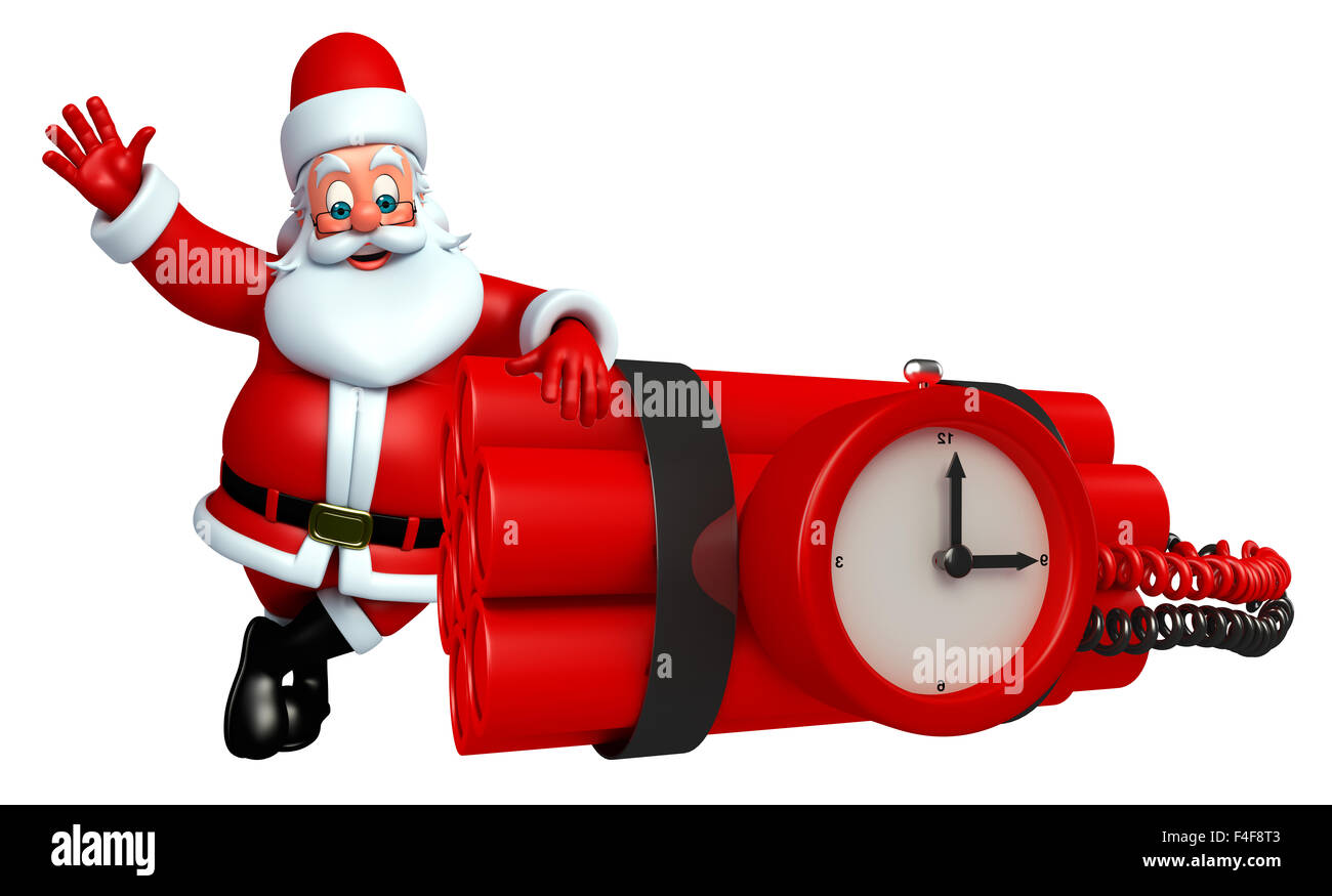 3d rendered illustration of santa claus with time bomb Stock Photo - Alamy
