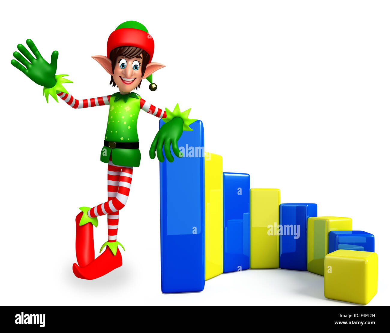 3d rendered illustration of elves with business graph Stock Photo - Alamy