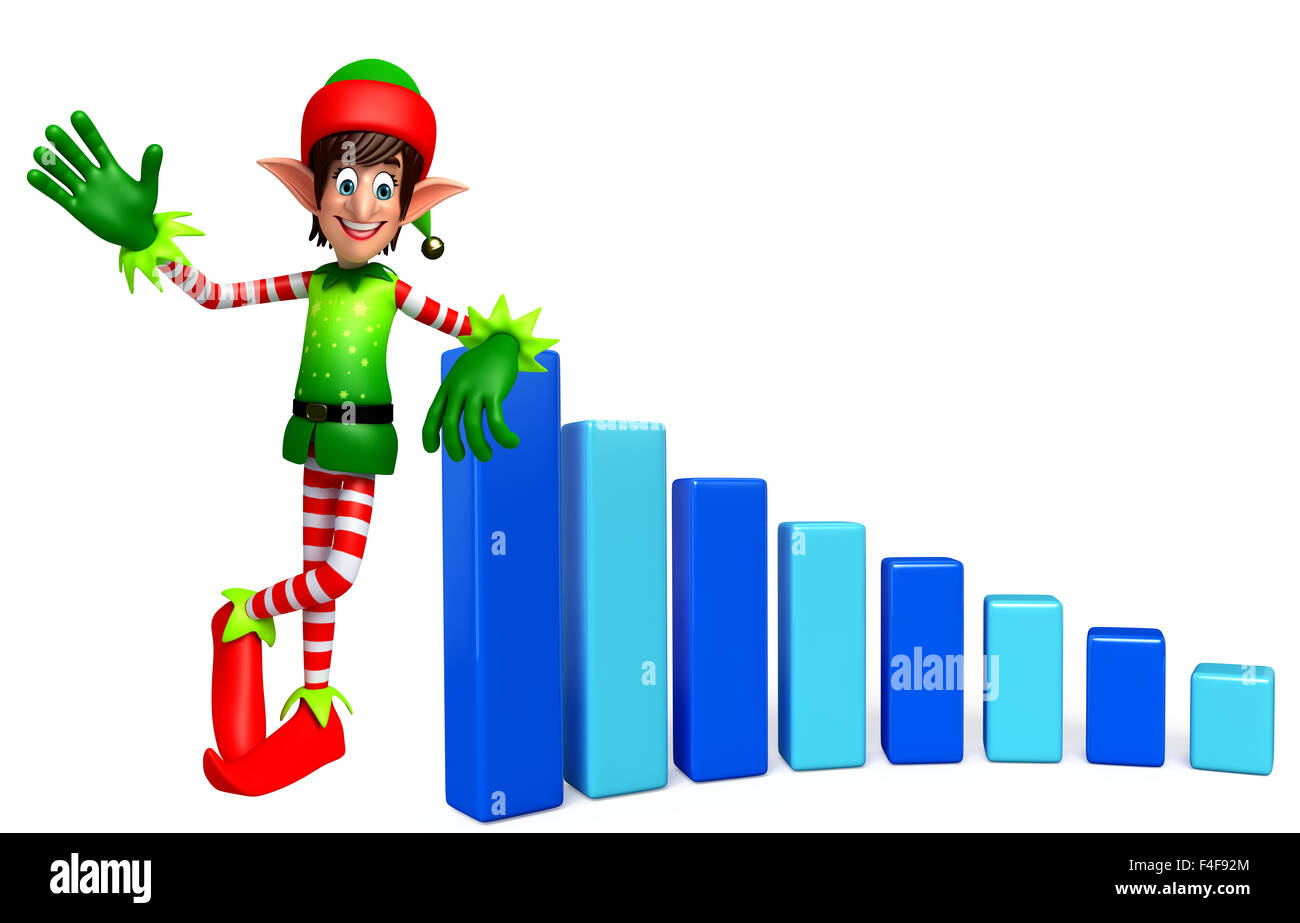 3d rendered illustration of elves with business graph Stock Photo - Alamy