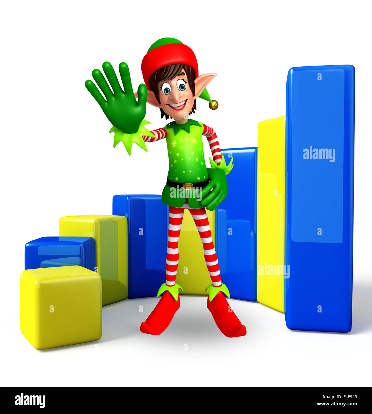 3d rendered illustration of elves with business graph Stock Photo - Alamy