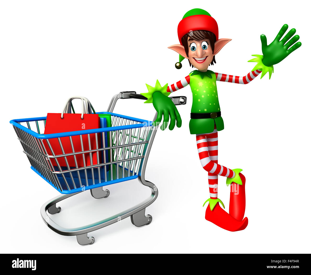3d rendered illustration of elves with shopping bags Stock Photo - Alamy