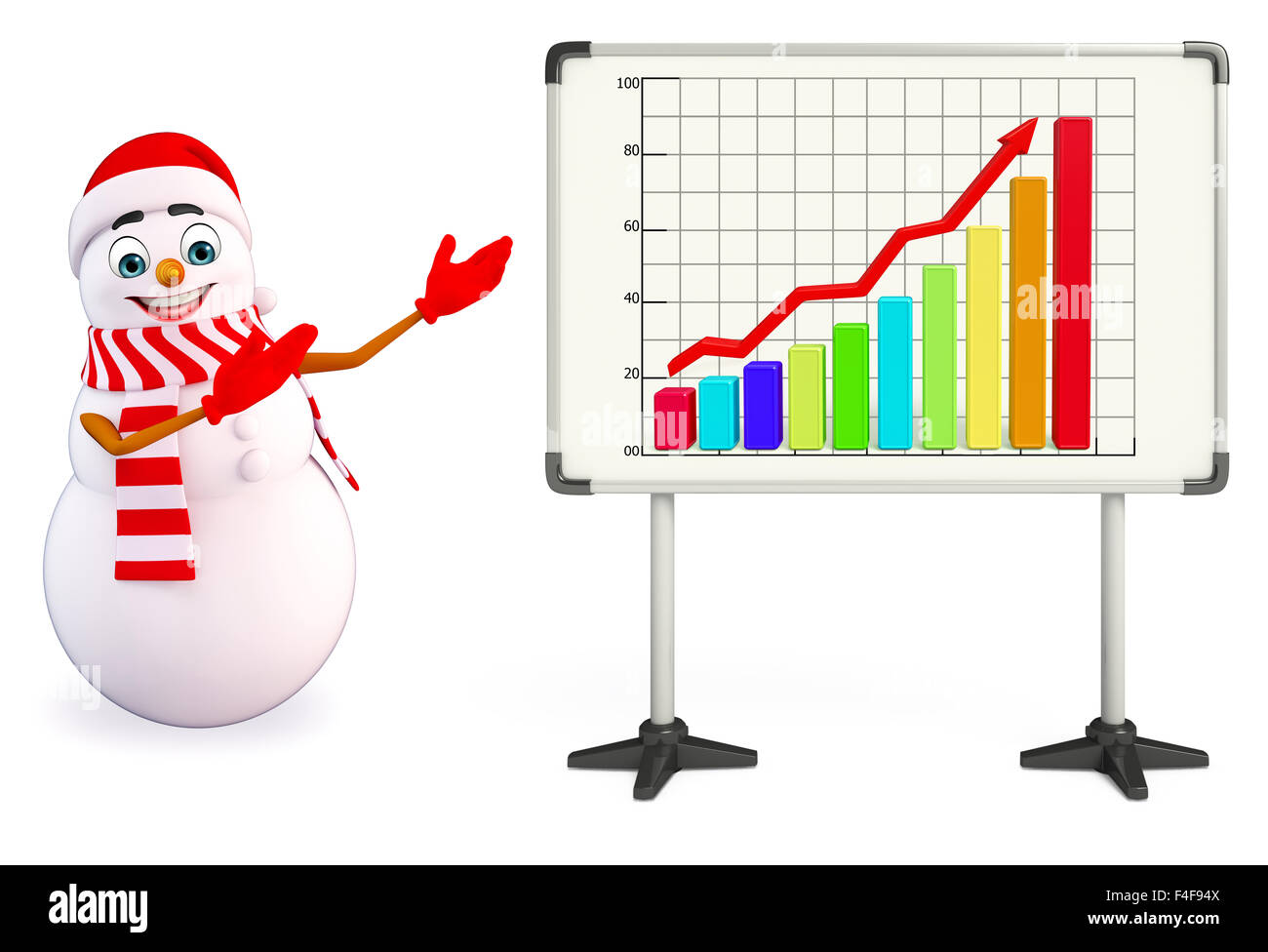 3d rendered illustration of snowman with business graph Stock Photo - Alamy