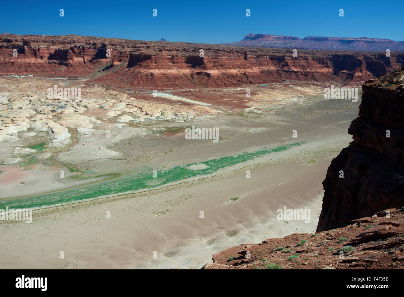 Utah, The Colorado River and the dried up arm of Lake Powell at Hite ...