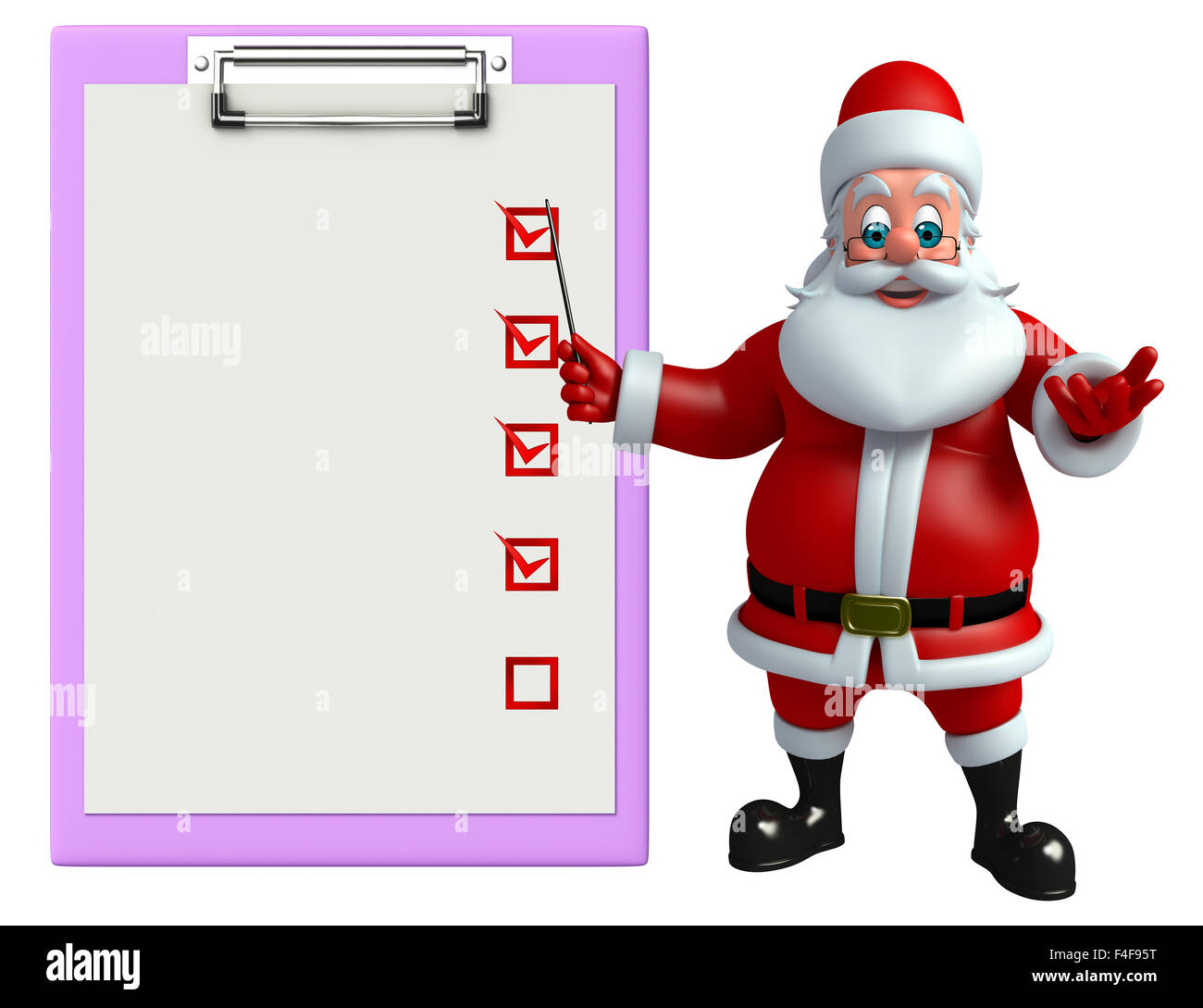 3d rendered illustration of santa claus with notepad Stock Photo - Alamy