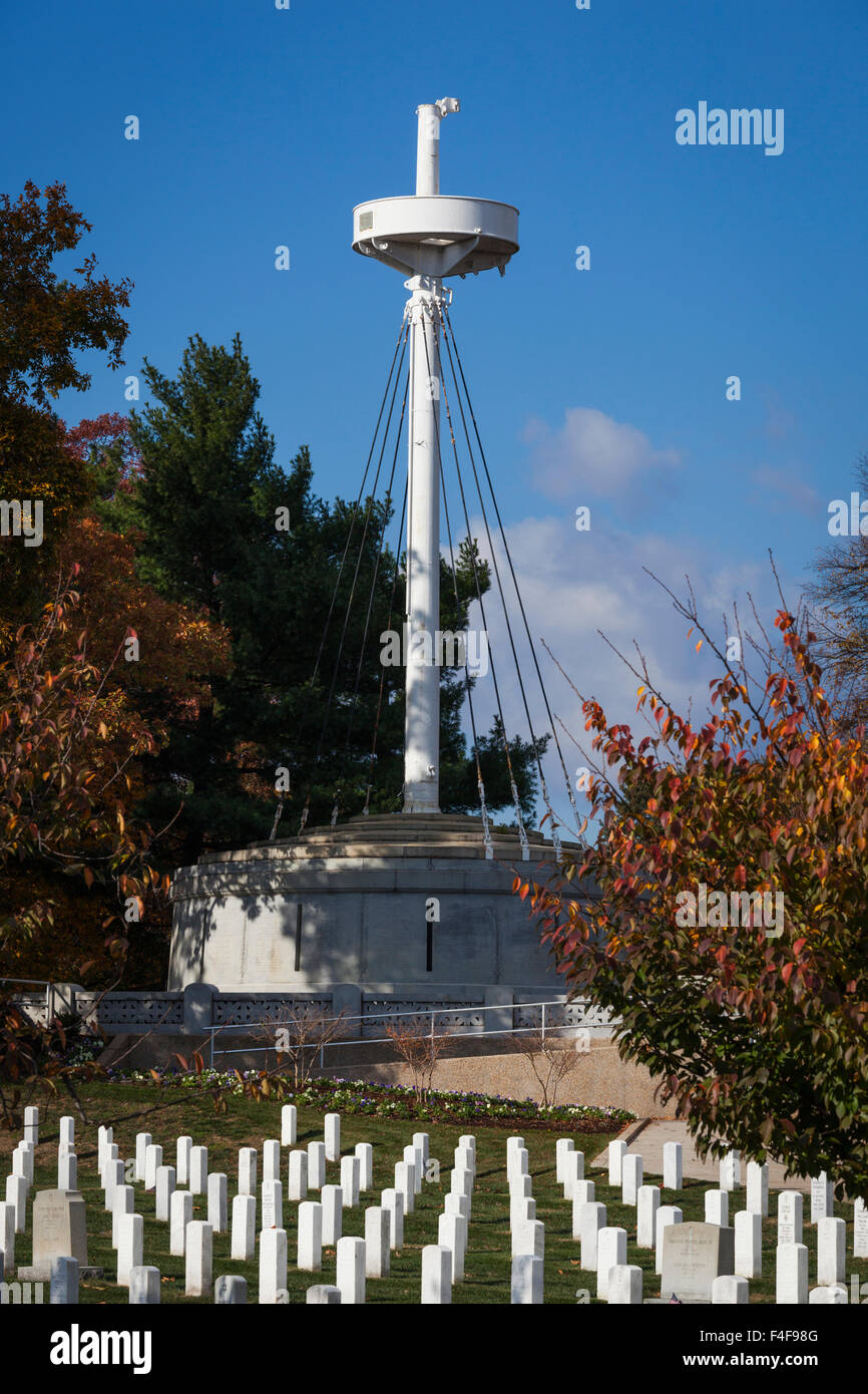 USA, Virginia, Arlington, Arlington National Cemetery, mast of the ...