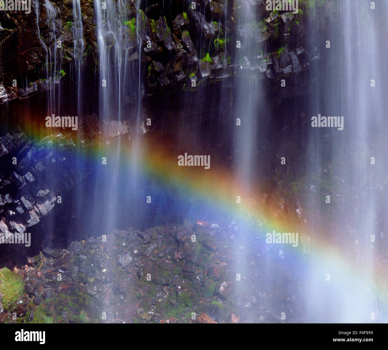 USA, Washington State, Mount Rainer National Park. Rainbow at the base ...