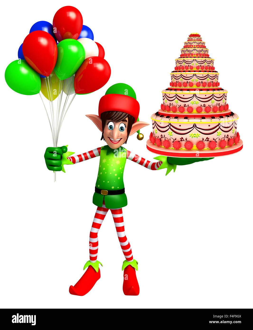 3d rendered illustration of elves with cake Stock Photo - Alamy