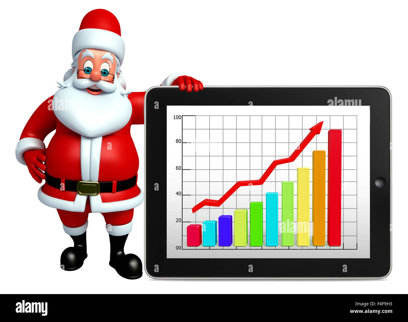 3d rendered illustration of santa claus with business graph Stock Photo ...