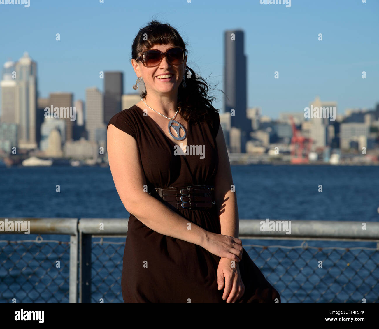 Seattle, Washington. Portrait of young woman in brown, at Jack Block ...