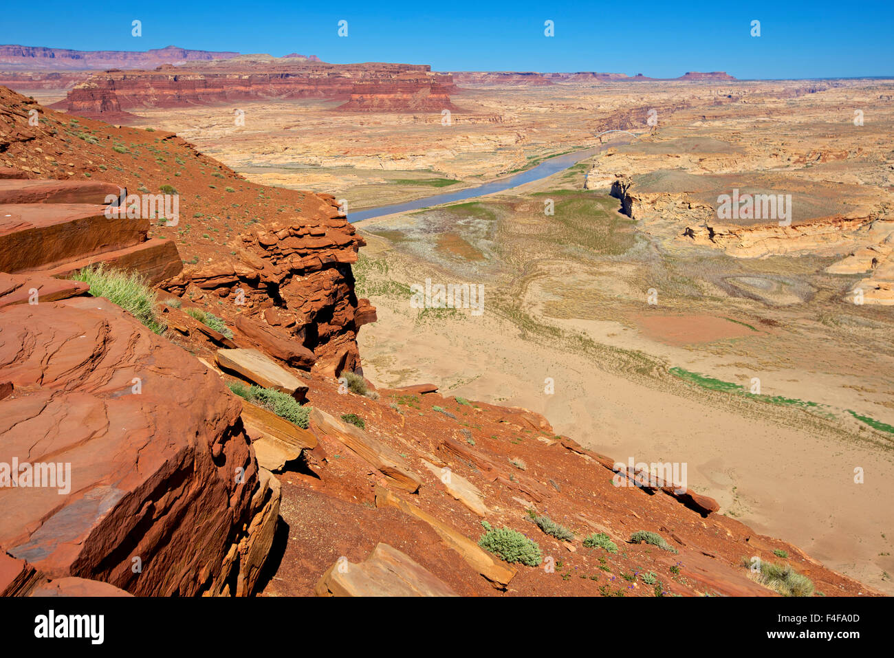 Utah The Colorado River and the dried up arm of Lake Powell at Hite ...