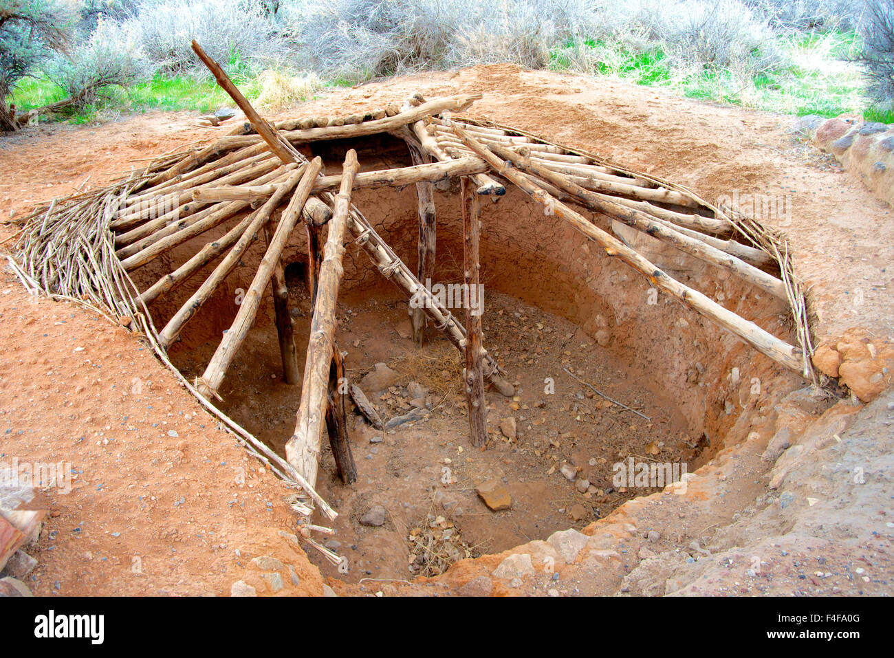A replica Anasazi pit house at Anasazi State Park Museum, a state park ...