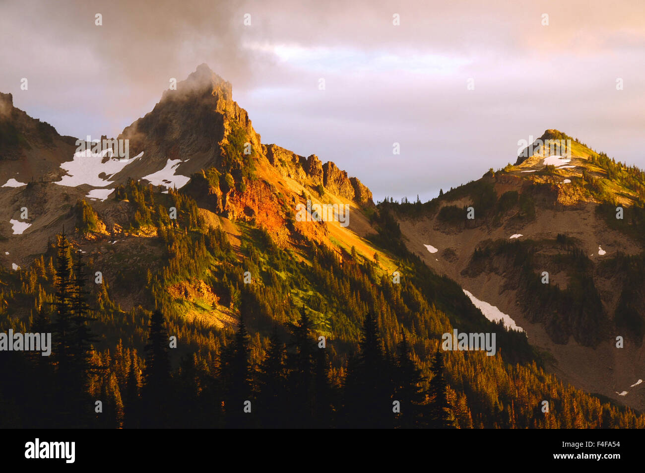 Sunset, Tatoosh Mountains, Mount Rainier National Park, Washington, USA ...