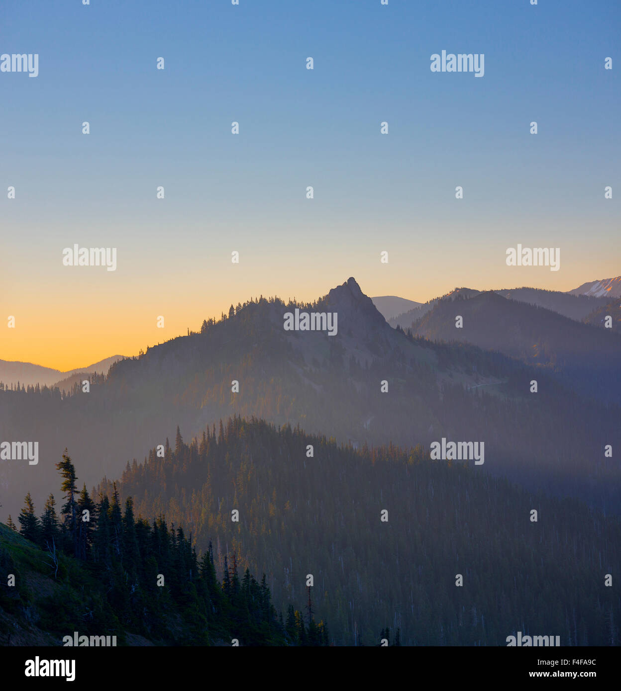 USA, Washington State. Ridge of mountains to east of Hurricane Ridge ...
