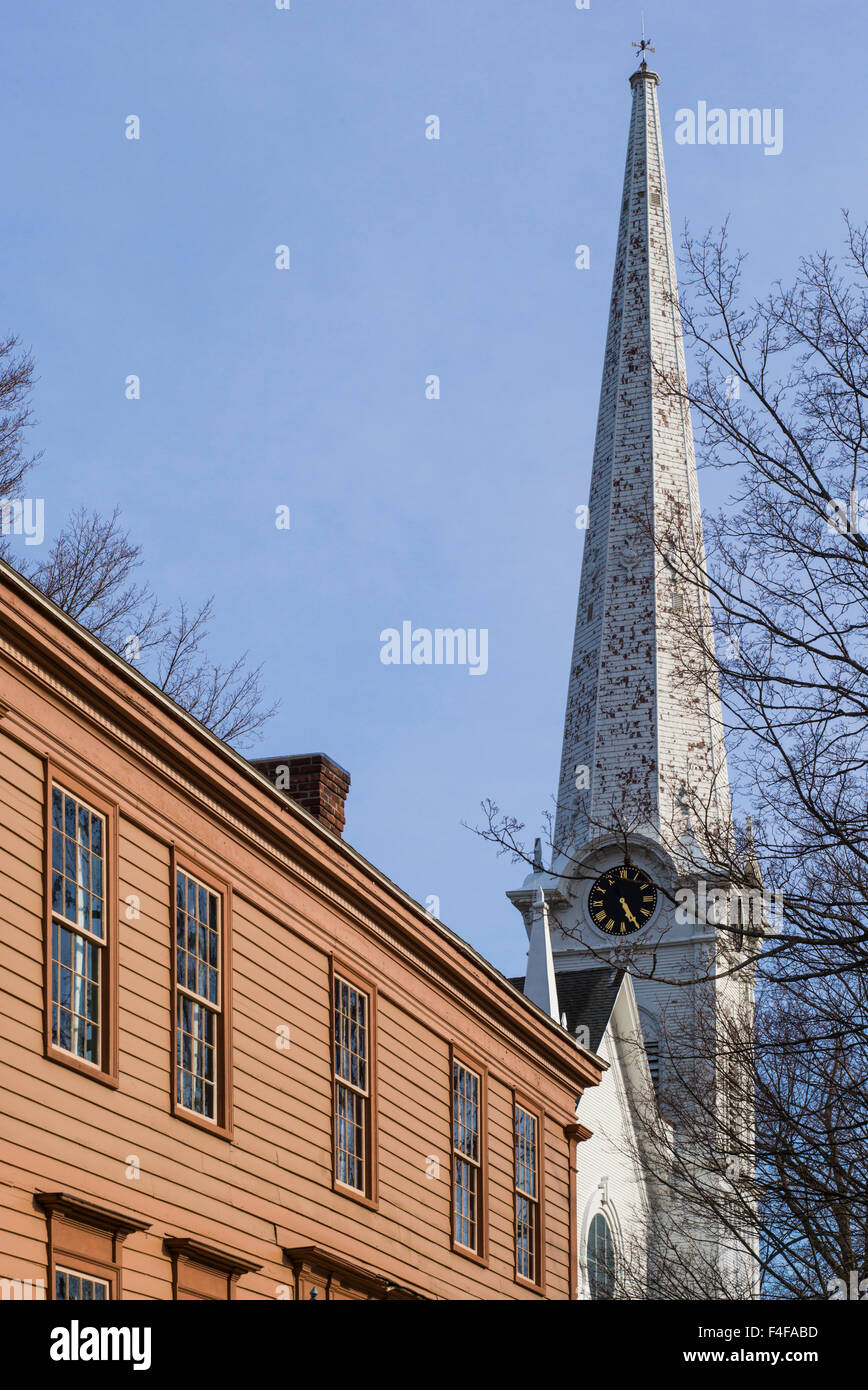 Manchester Center, Congregational Church, steeple Stock Photo - Alamy