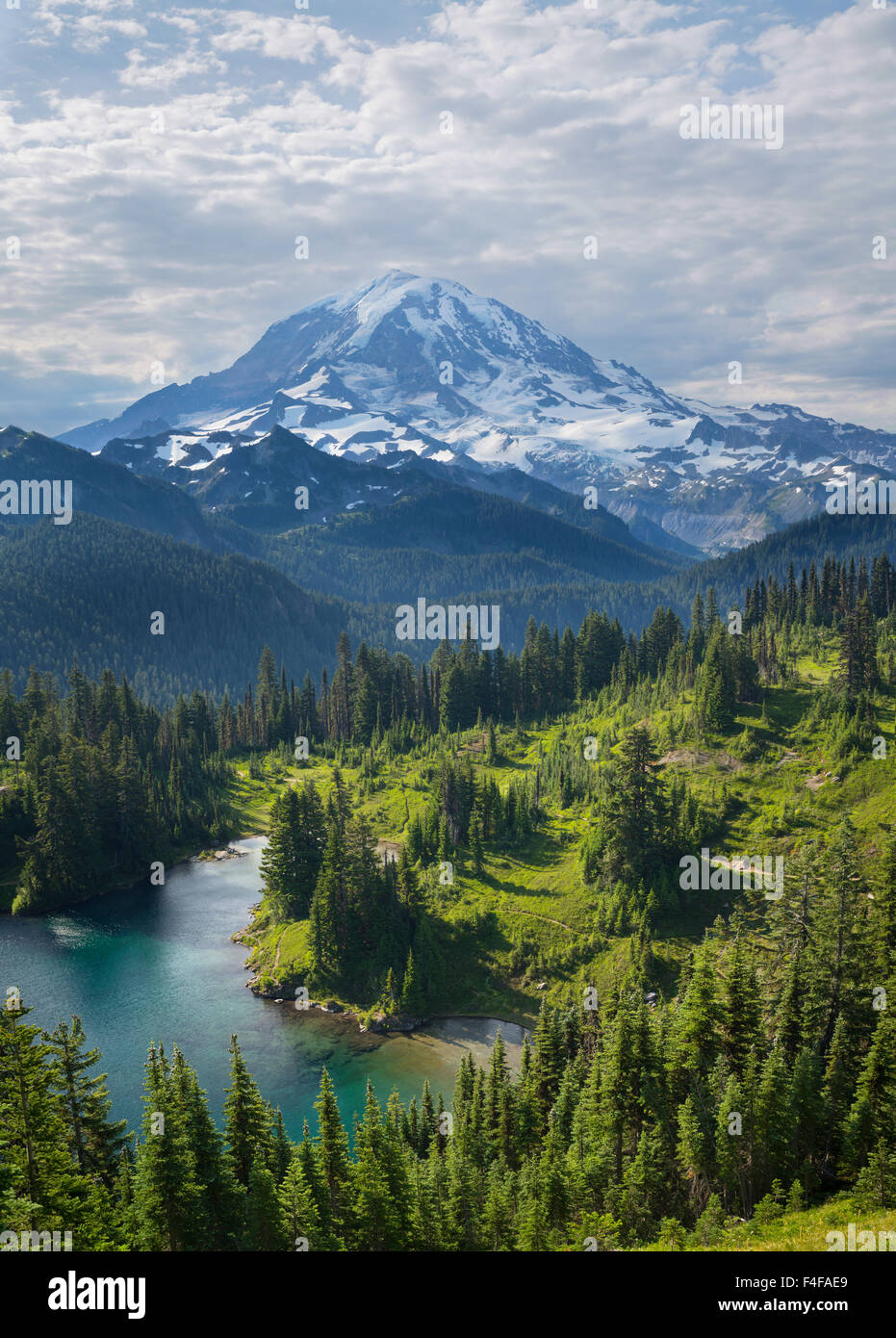 USA, Washington State. Vertical panorama from above Eunice Lake ...