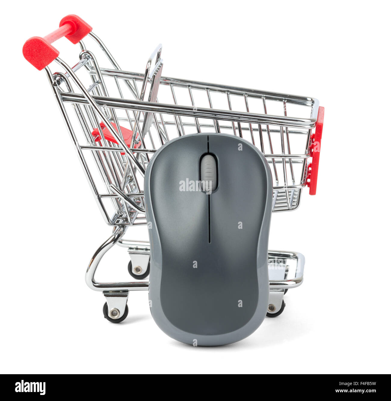Computer mouse in red shopping cart Stock Photo - Alamy