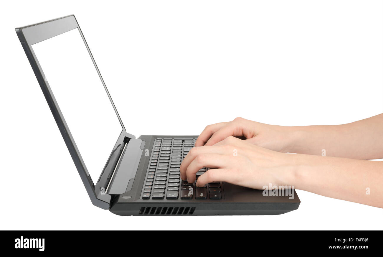 Humans hand working on laptop Stock Photo - Alamy