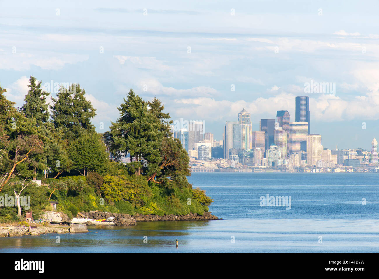 USA, Washington State, Seattle. View of Seattle and Wing Point on ...