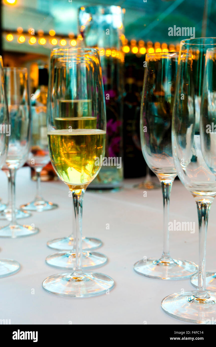 USA, Washington, Seattle. Champagne glass at a banquet Stock Photo - Alamy