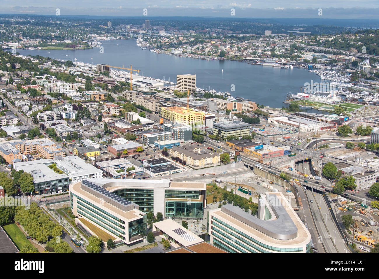 USA, Washington State, Seattle. Expansive view from Space Needle ...