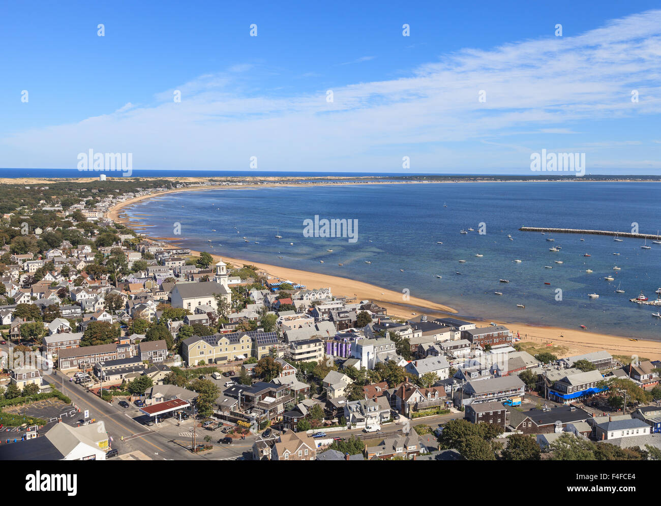Provincetown, Massachusetts, Cape Cod city view and beach and ocean ...