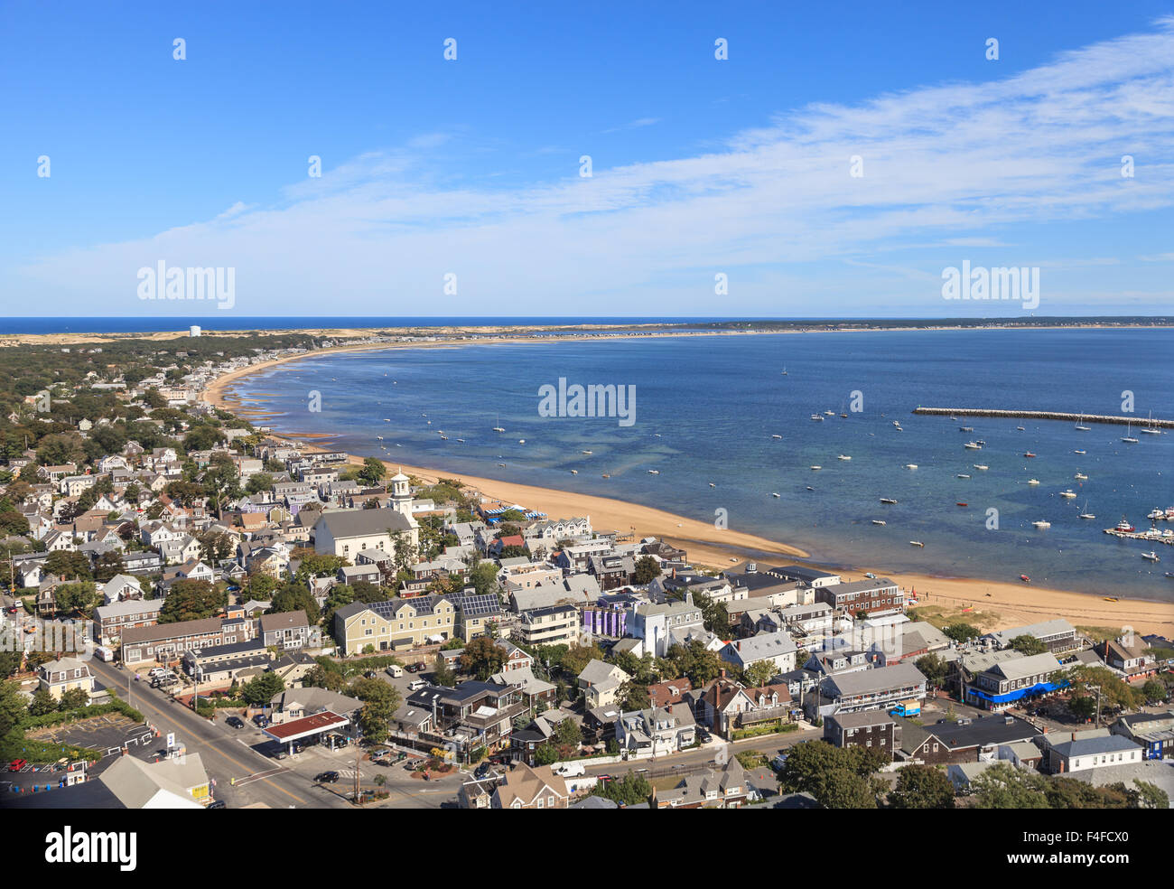 Provincetown, Massachusetts, Cape Cod city view and beach and ocean ...