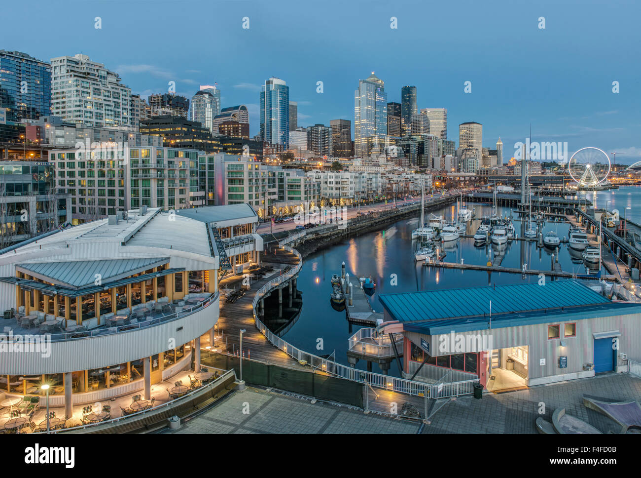 USA, Washington State, Seattle, Waterfront and Downtown (Large format ...
