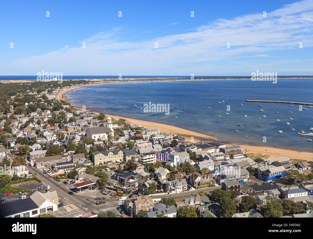 Provincetown, Massachusetts, Cape Cod city view and beach and ocean ...