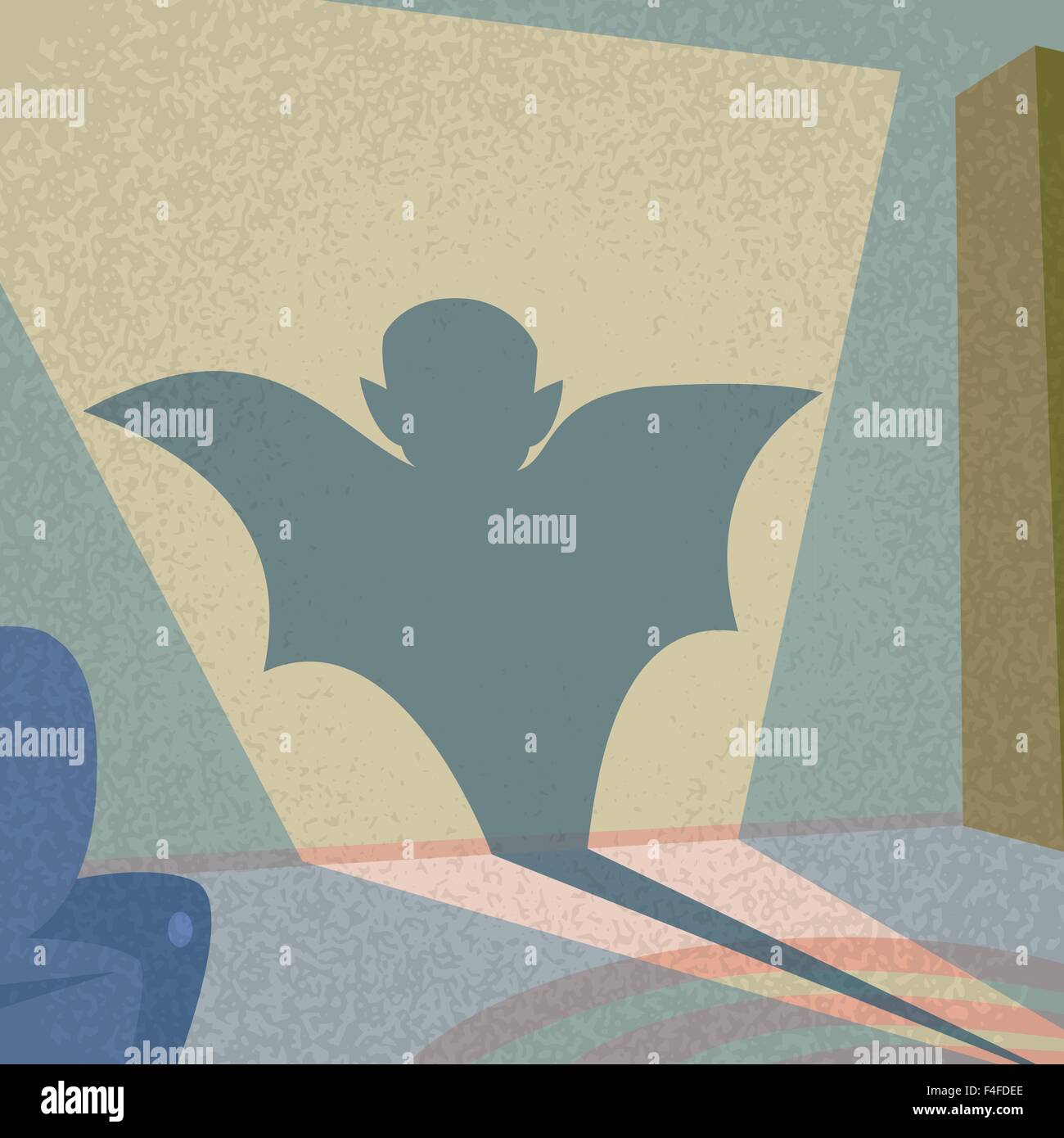 Vampire Shadow Silhouette Retro Shape Cartoon Man Character Flat Vector ...