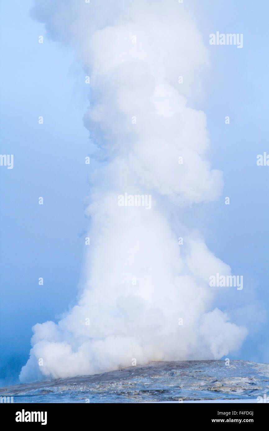 USA, Wyoming, Yellowstone National Park, Old Faithful Geyser erupting ...