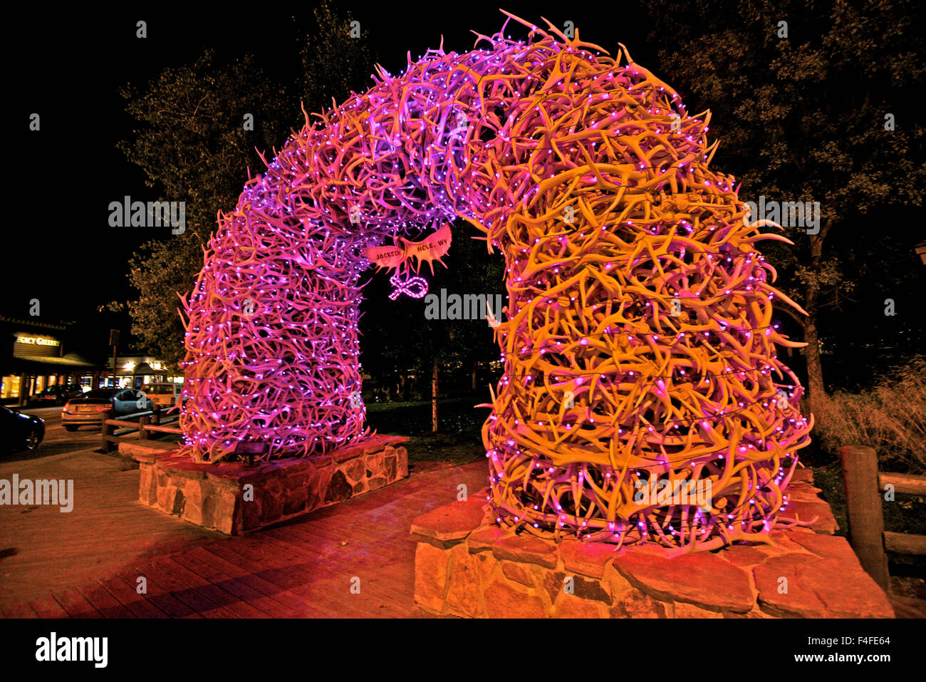 The iconic antler arches mark the four corners of the town square in ...