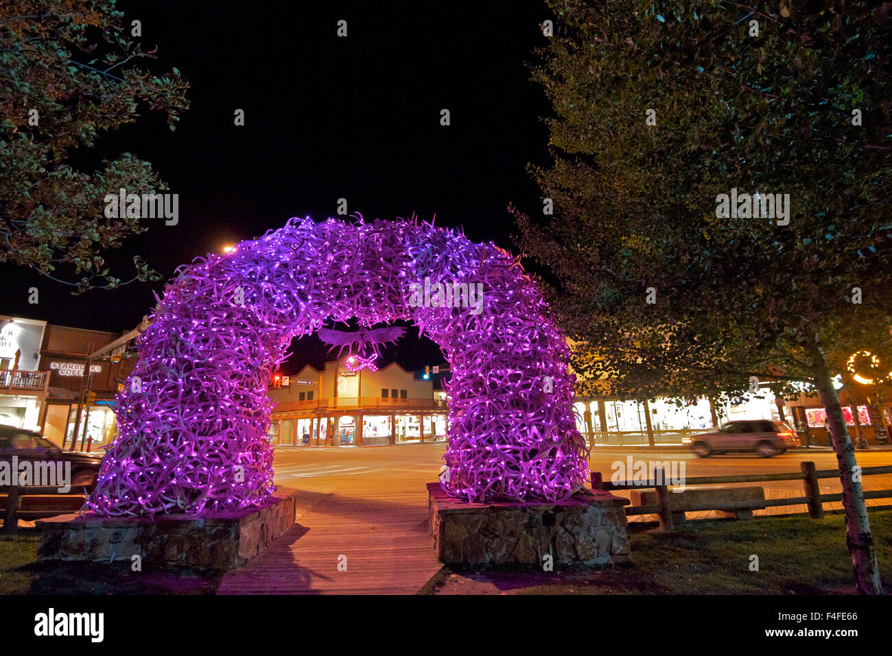 The iconic antler arches mark the four corners of the town square in ...