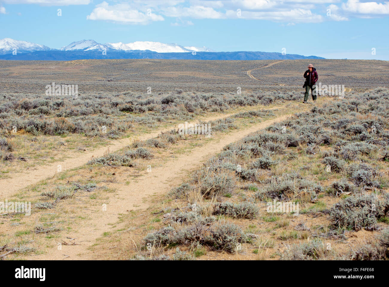 A hiker on the Lander cutoff on the Oregon Trail. The Lander cutoff ...