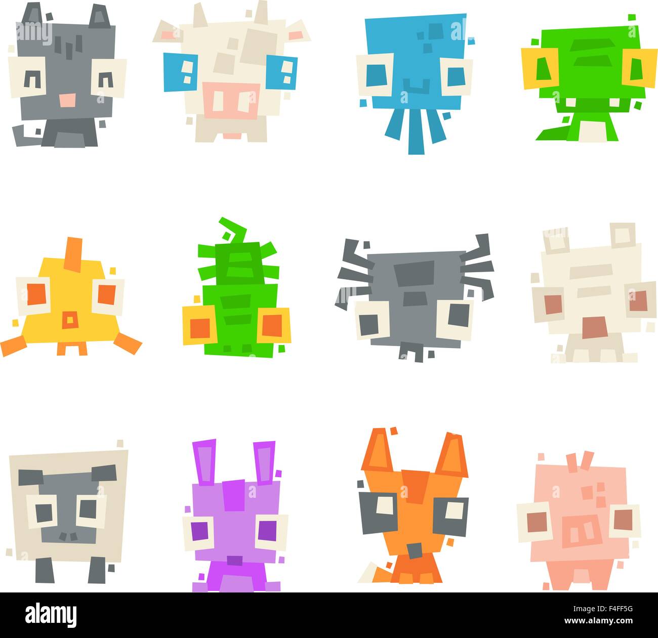 set of simple minimal flat animal characters for use in design Stock ...
