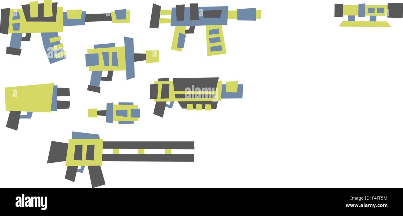 set of simple minimal sci-fi guns for use in design Stock Vector Image ...