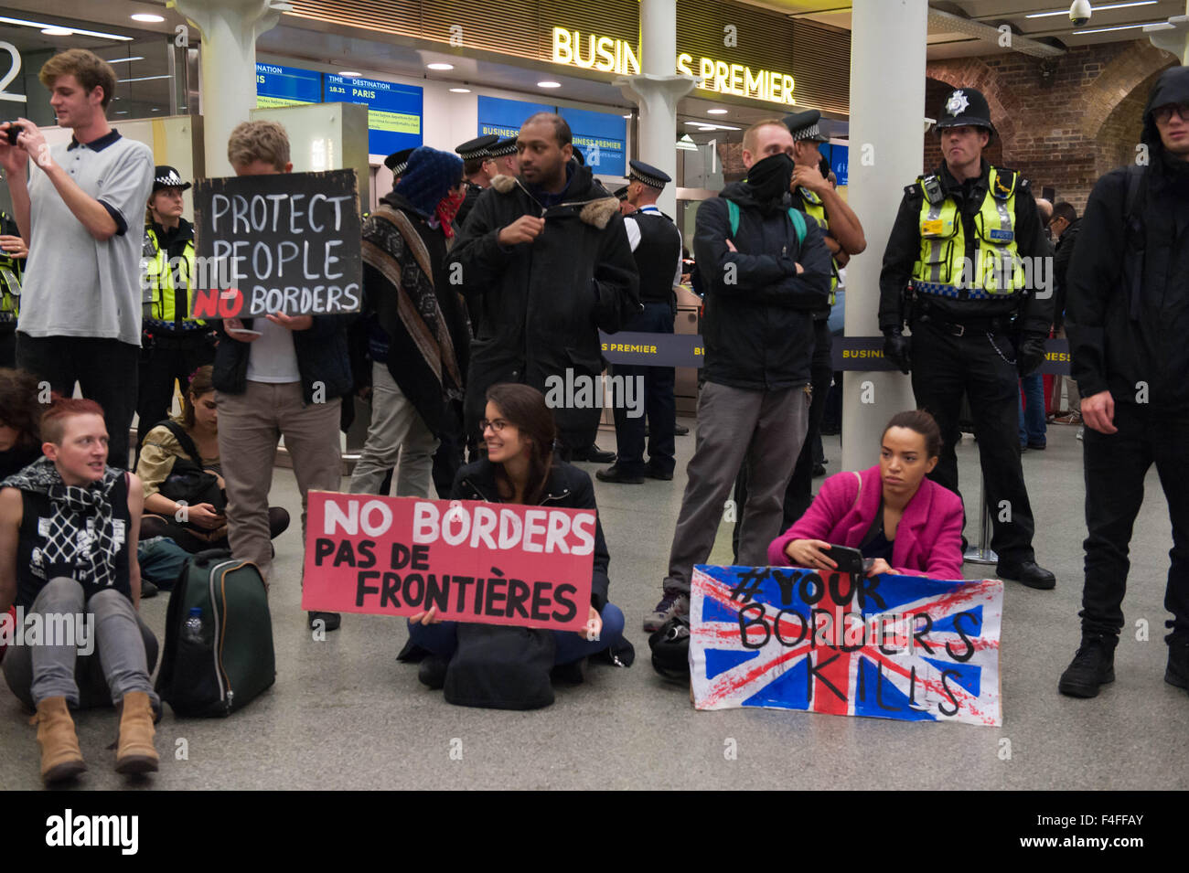 Protest supporting immigration held at Kings Cross Station Stock Photo ...