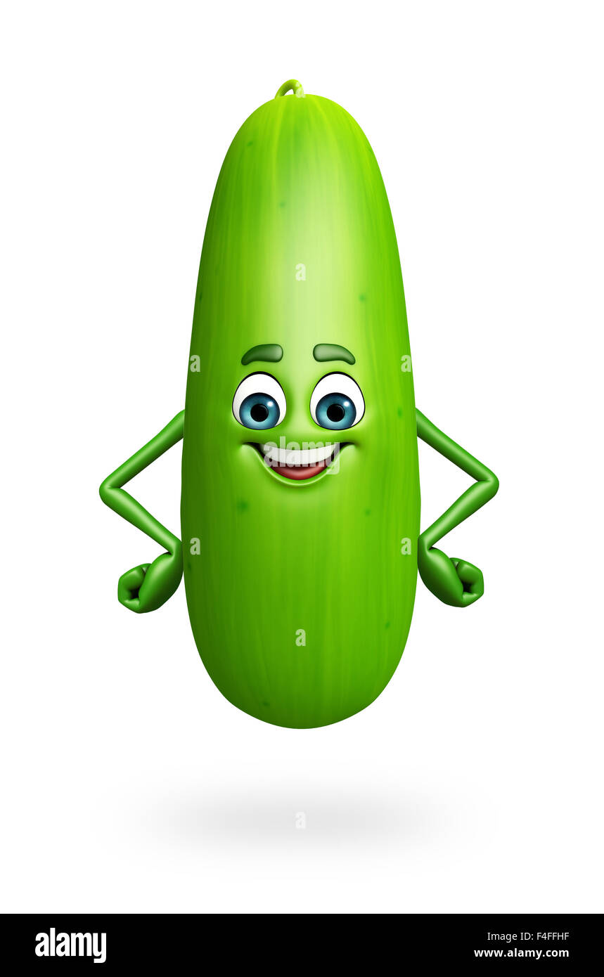 3d rendered illustration of cucumber cartoon character Stock Photo - Alamy