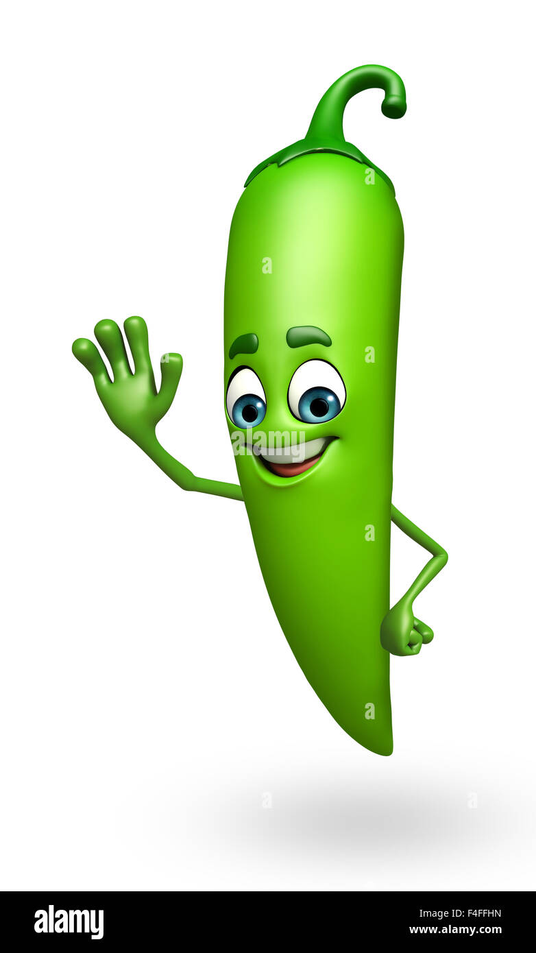3d rendered illustration of green chili cartoon character Stock Photo ...
