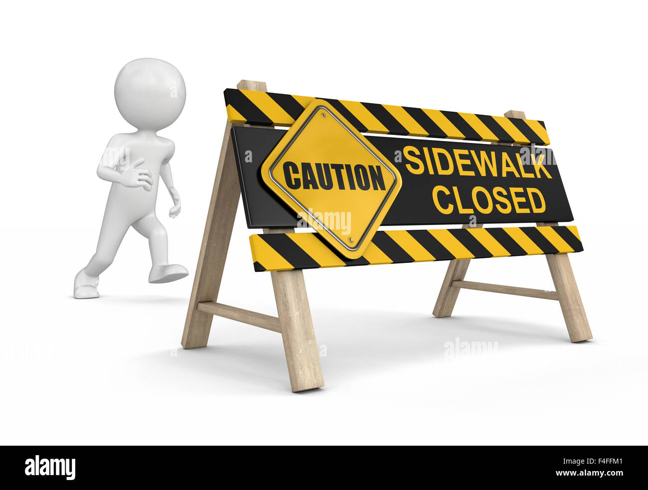 Sidewalk closed sign road barricade Cut Out Stock Images & Pictures - Alamy