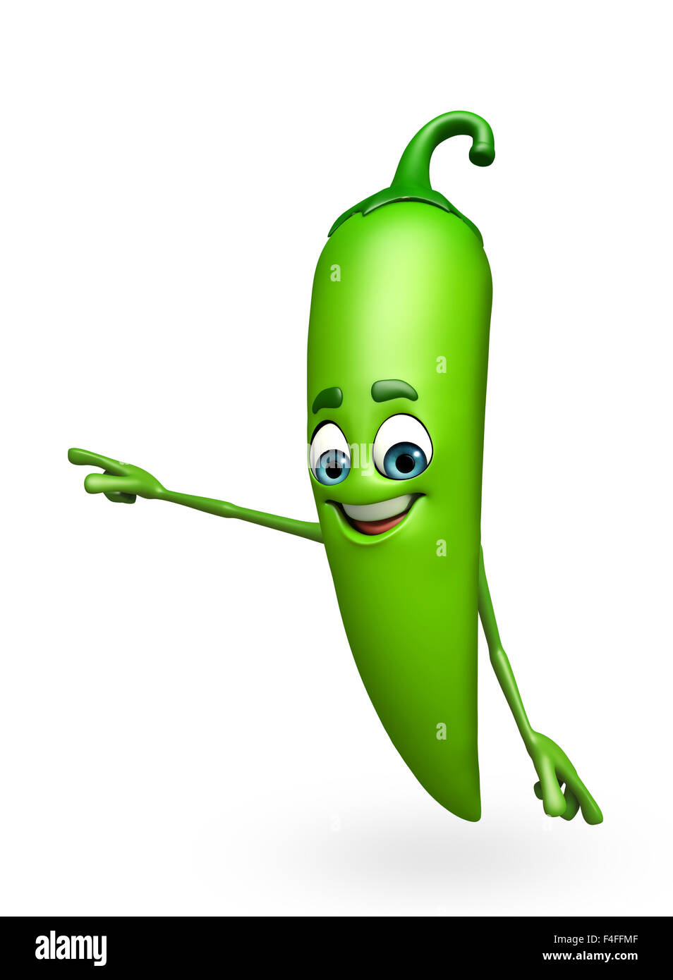 3d rendered illustration of green chili cartoon character Stock Photo ...