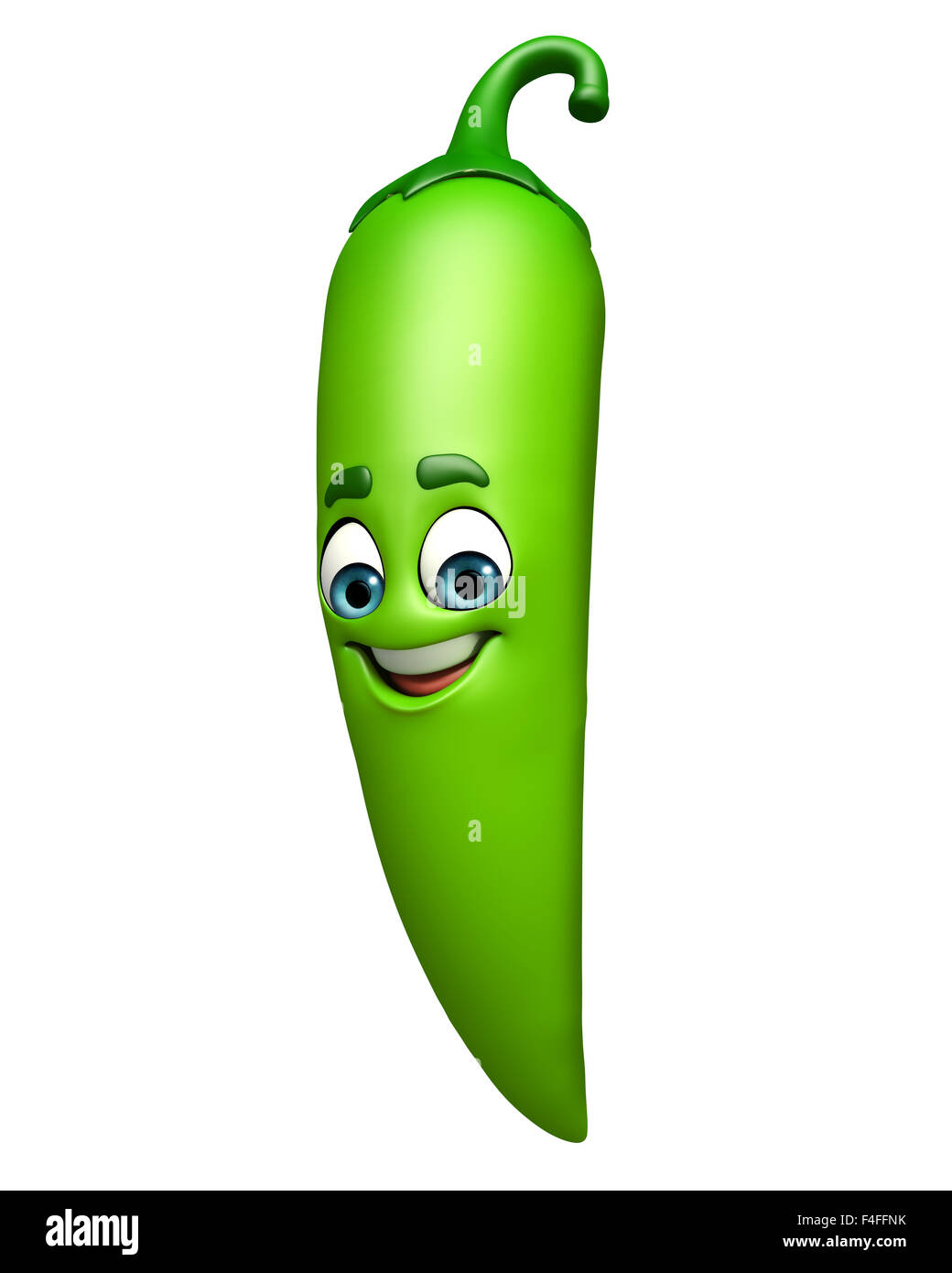 3d rendered illustration of green chili cartoon character Stock Photo ...
