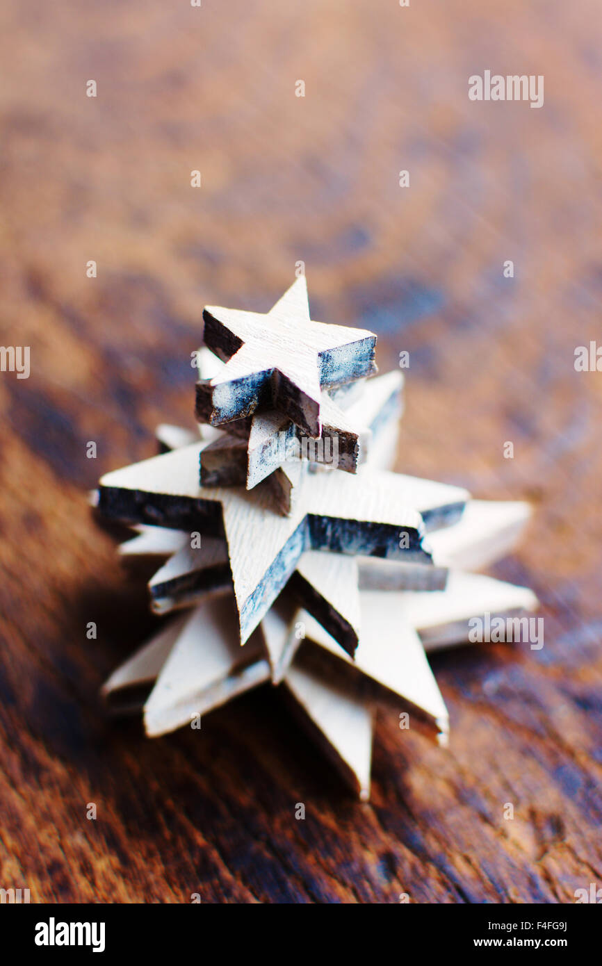 Stack of wooden stars in a tree shape Stock Photo - Alamy