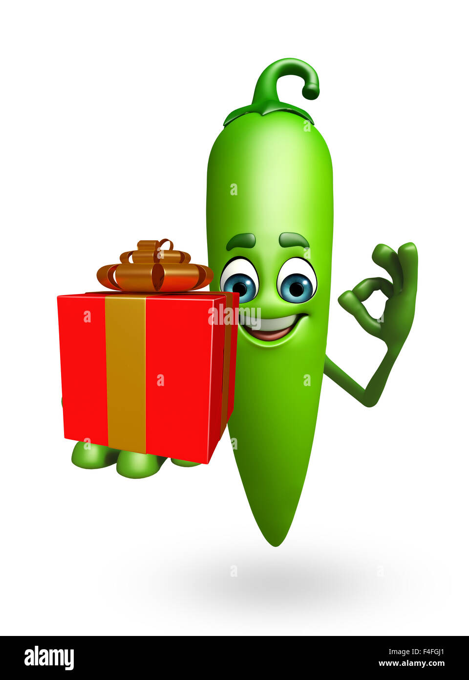 3d rendered illustration of green chili cartoon character Stock Photo ...