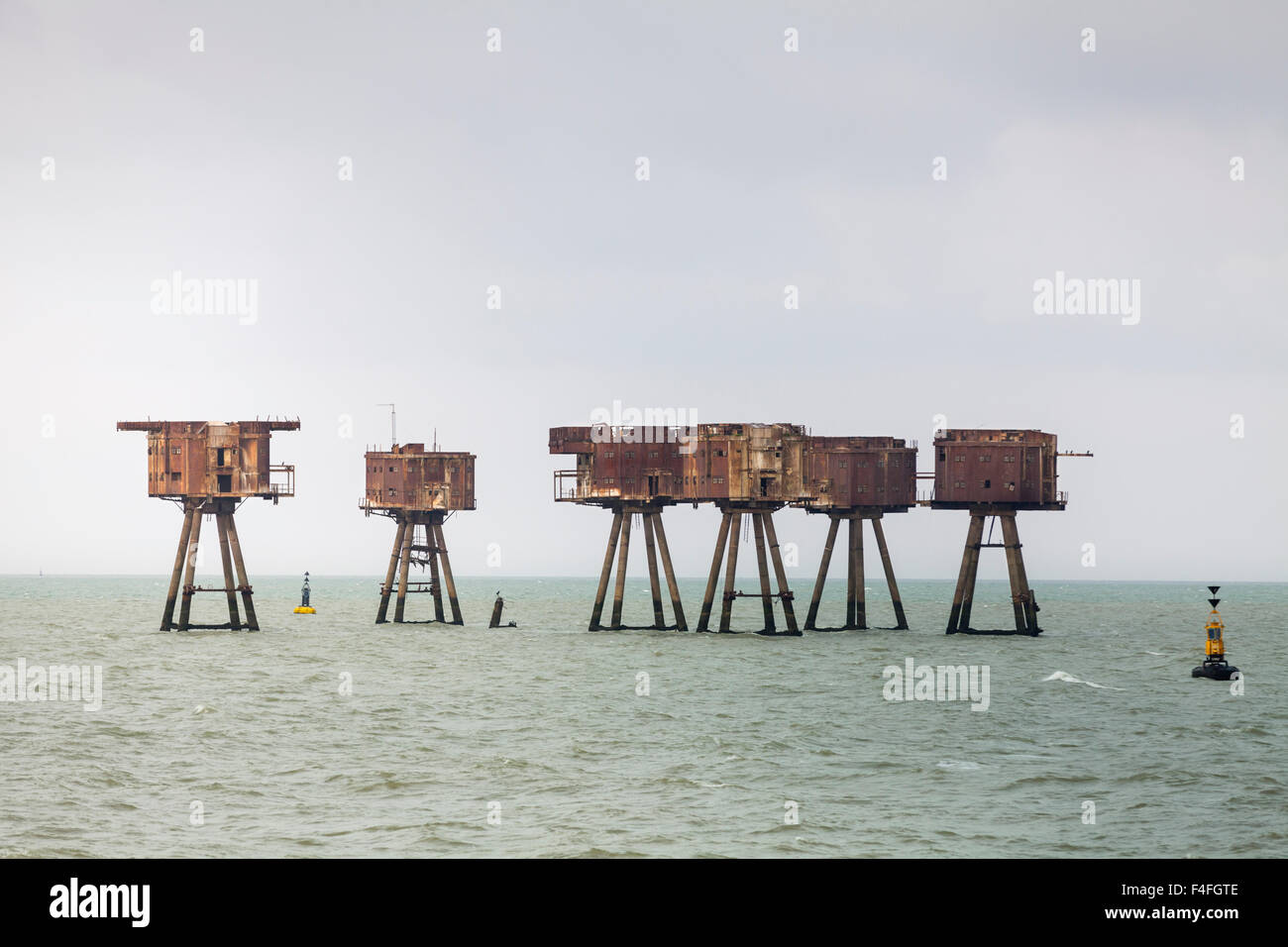 Maunsell Sea Forts, now abandoned WW2 anti aicraft defences in the ...