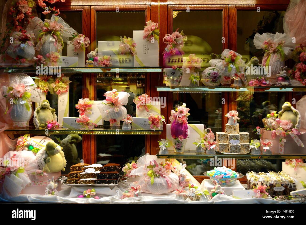 Display of Easter eggs in a shop window in Florence, Italy Stock Photo ...