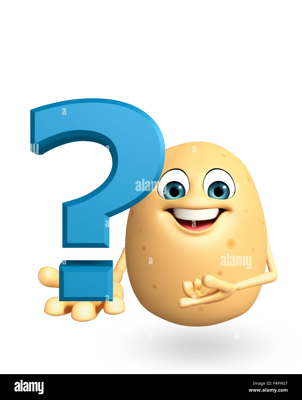 3d rendered illustration of cartoon character of potato with question ...