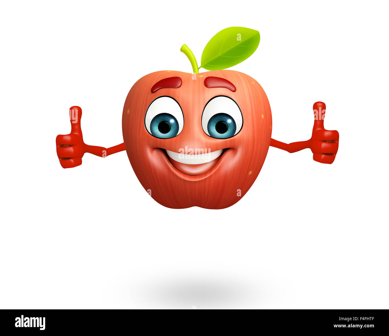 3d rendered illustration of apple cartoon character with best sign ...