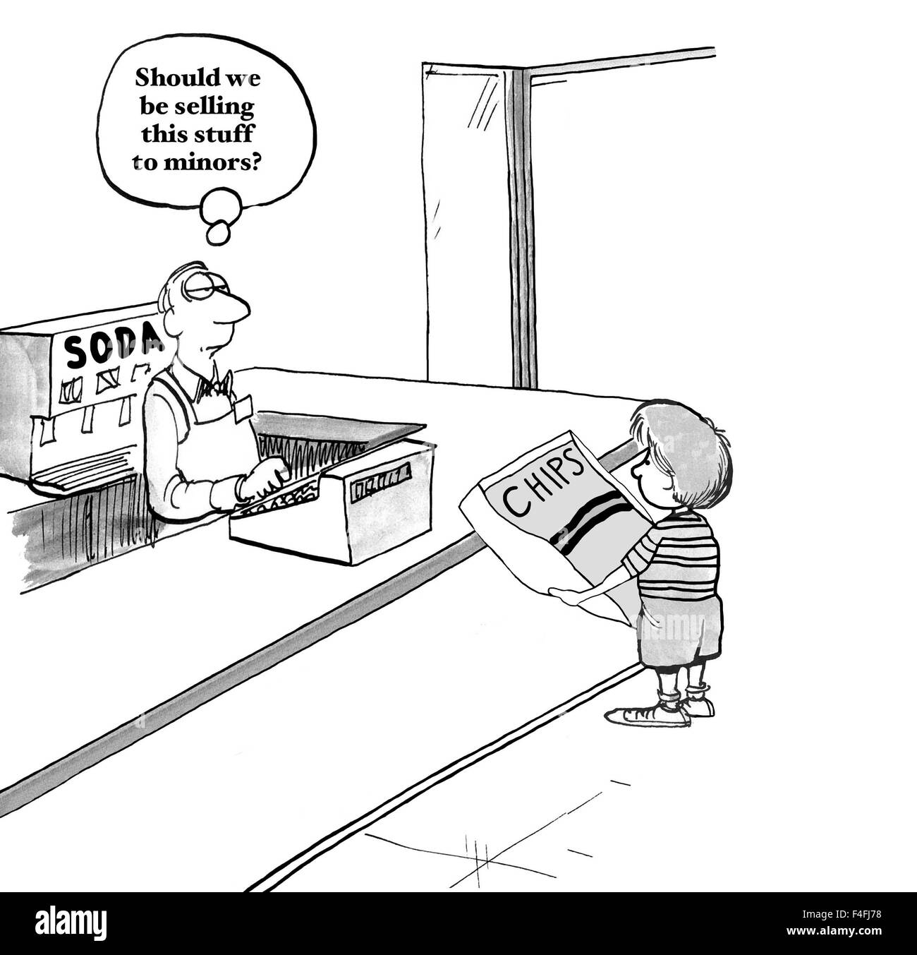Cartoon boy buying chips soda hi-res stock photography and images - Alamy